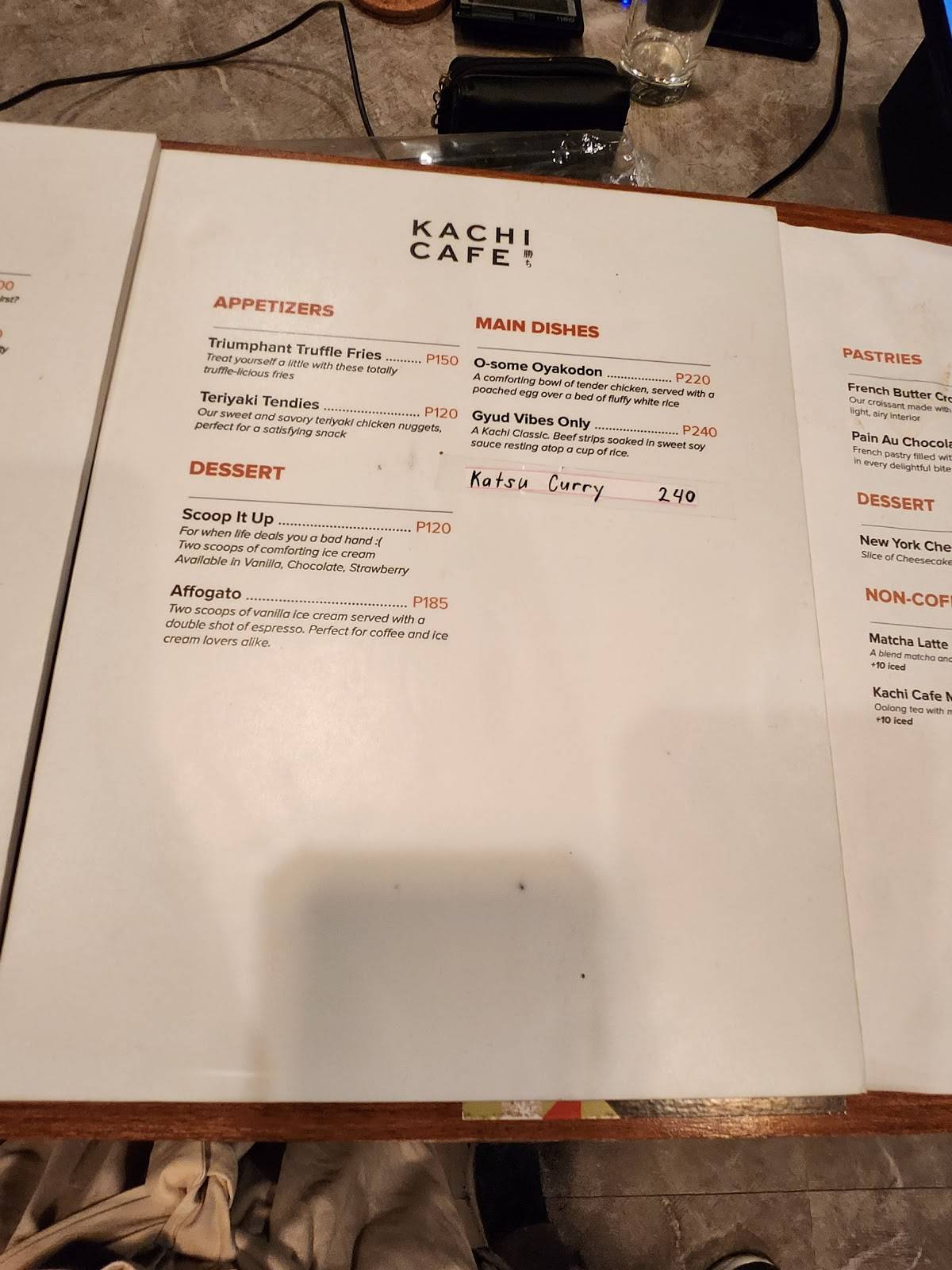 Carta de KACHI CAFE, San Juan, 299 N. Domingo