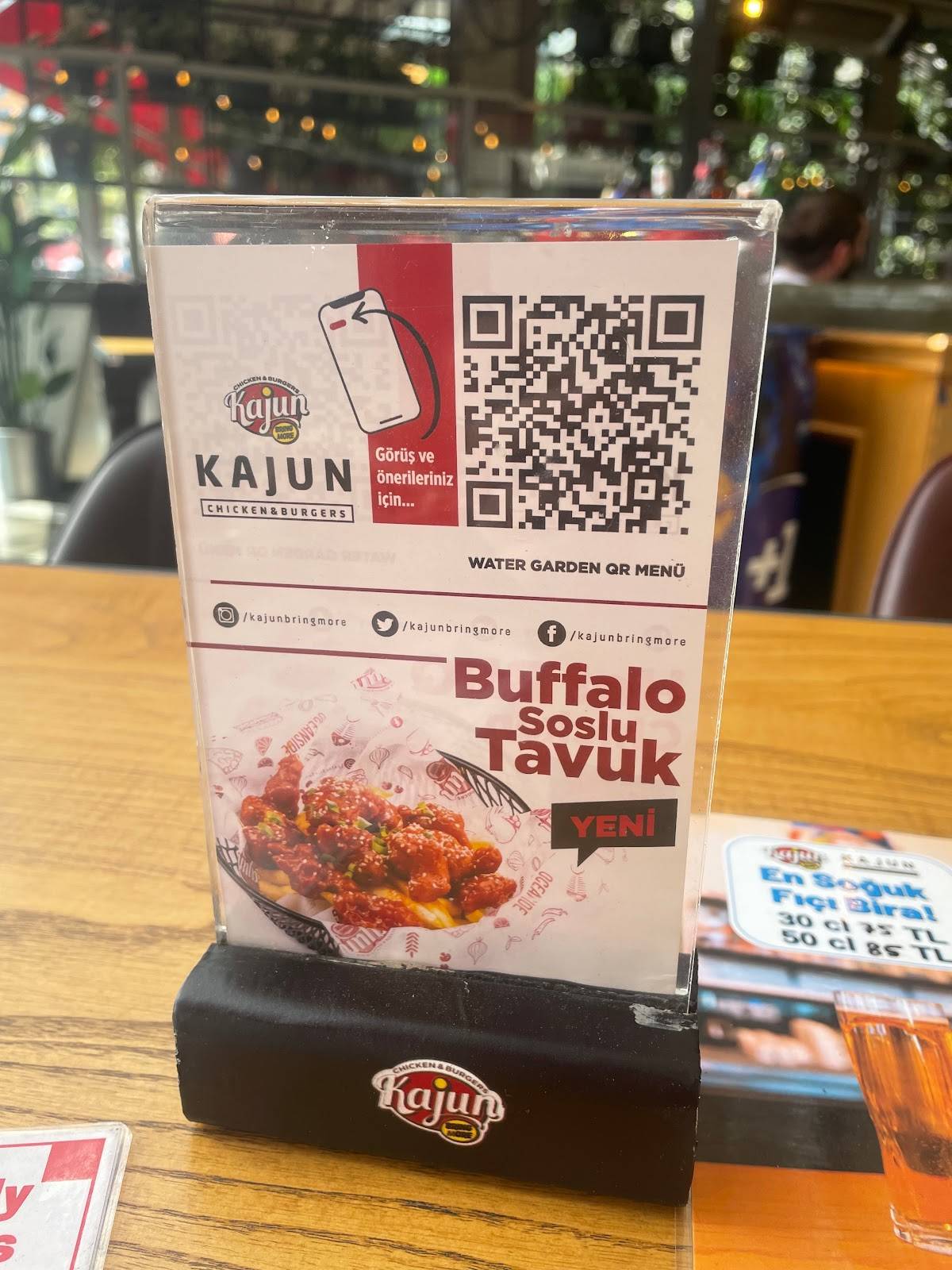 Menu at Kajun Watergarden, Istanbul