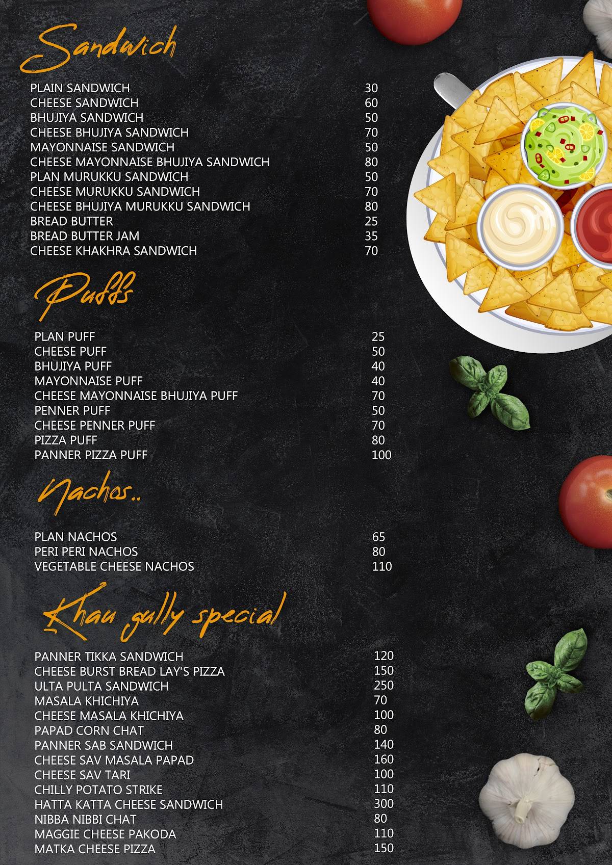 Menu at Khau Gully, Chennai