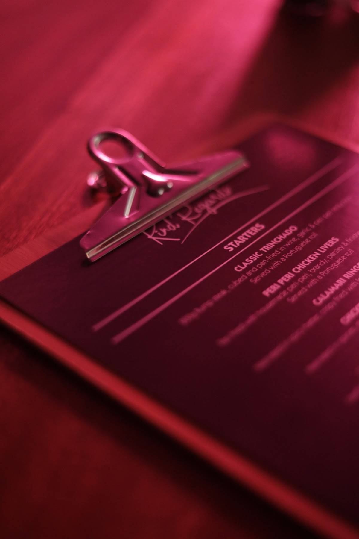 Menu at Kind Regards restaurant, Cape Town, 86 Station Rd