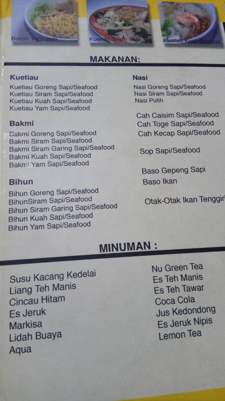 Menu at Kwetiau Sapi Achai - Citra Garden restaurant, West Jakarta ...