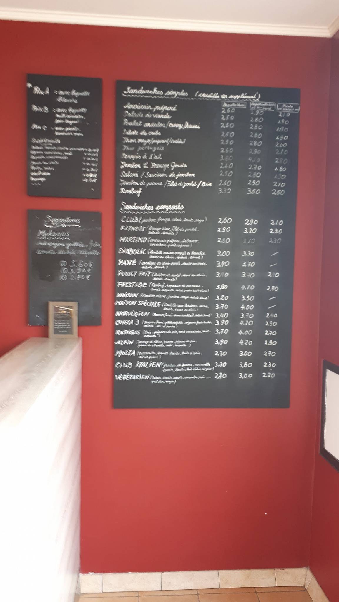 Menu au LA FERMETTE sandwicherie, Woluwe-Saint-Lambert, Rue des Déportés 37