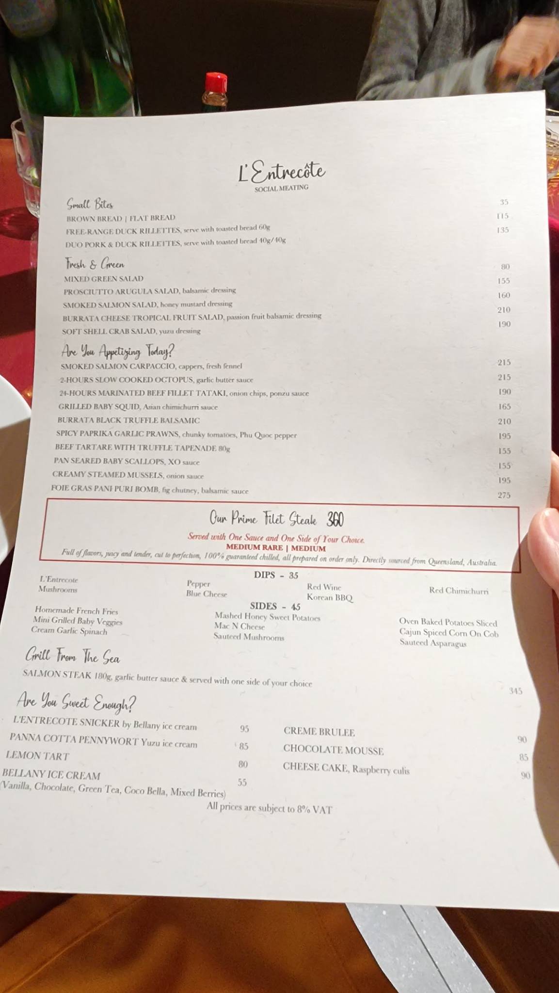Menu at L’Entrecote - Social Meating restaurant, Ho Chi Minh City