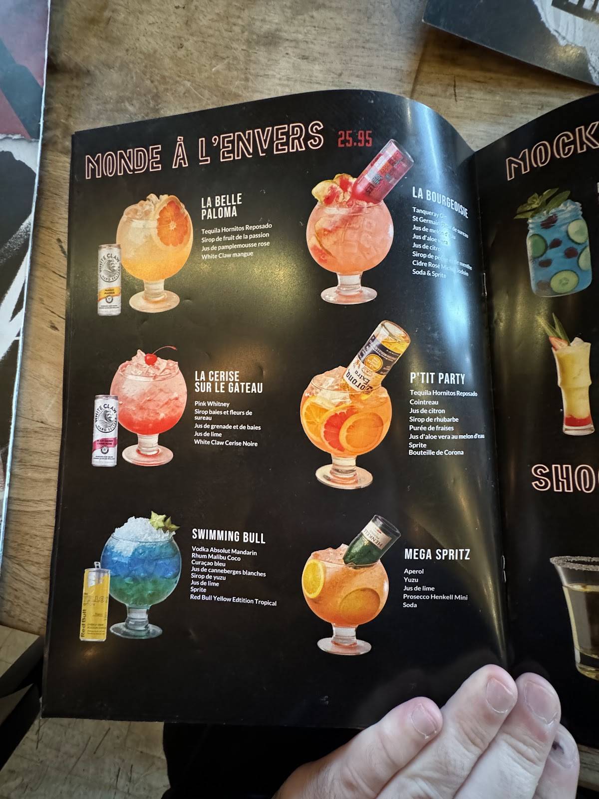 Menu au La Belle et La Bœuf restaurant, Québec