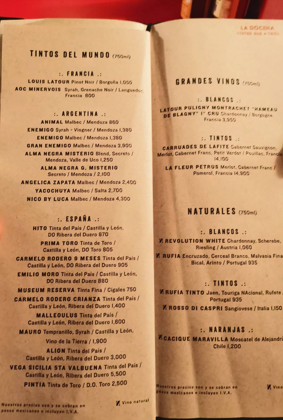 Carta del restaurante La Docena Roma, Ciudad López Mateos, Av. Álvaro ...