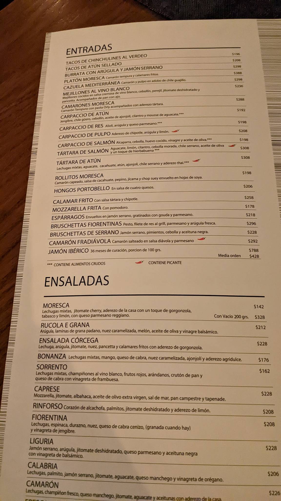 Carta del restaurante La Moresca Lopez Cotilla, Guadalajara, C. Manuel ...