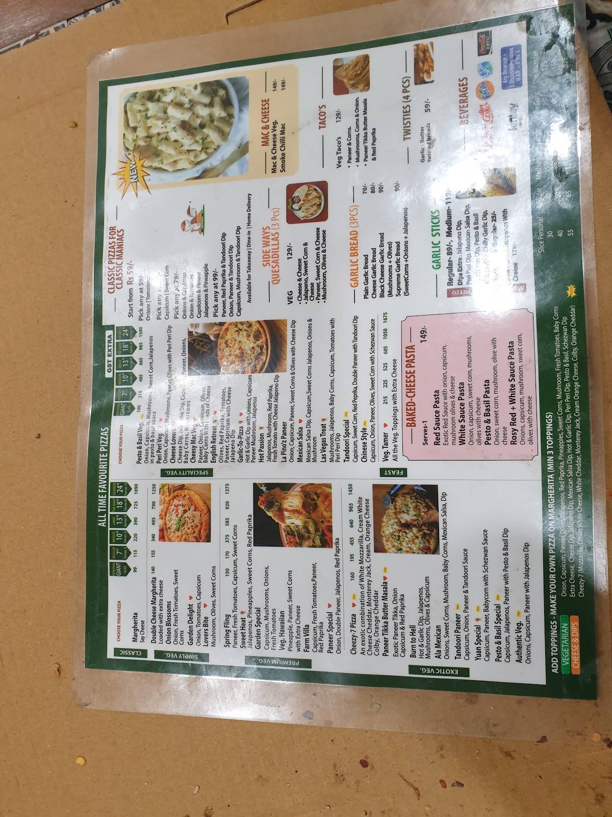 Menu at La Pino’z Pizza, A V Road, Anand