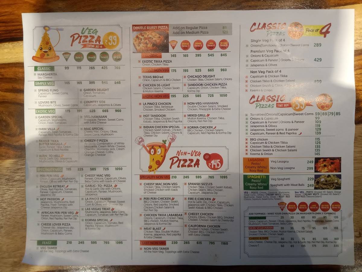 Menu at La Pino'z Pizza, Faizabad