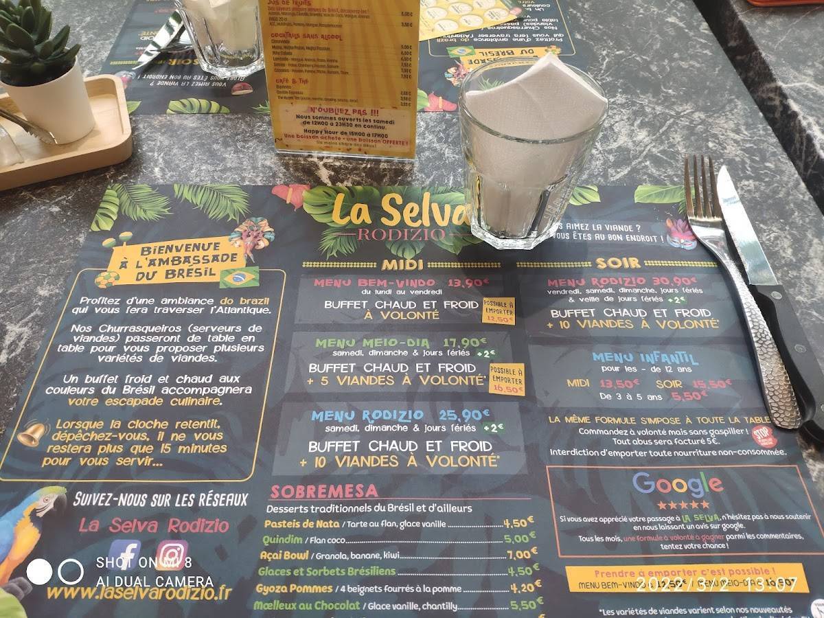 Menu au La Selva restaurant, Montpellier