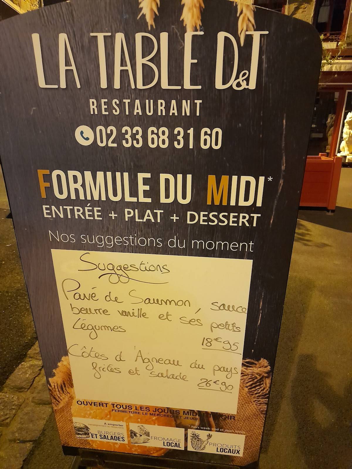 Menu au La Table DT restaurant, Avranches