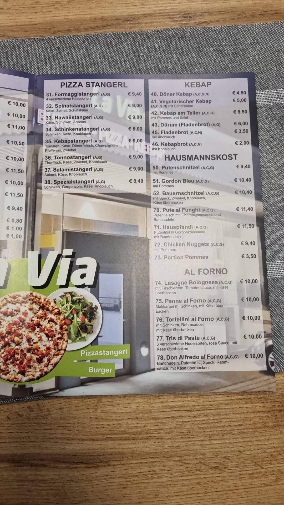 Speisekarte von La Via restaurant, Friesach