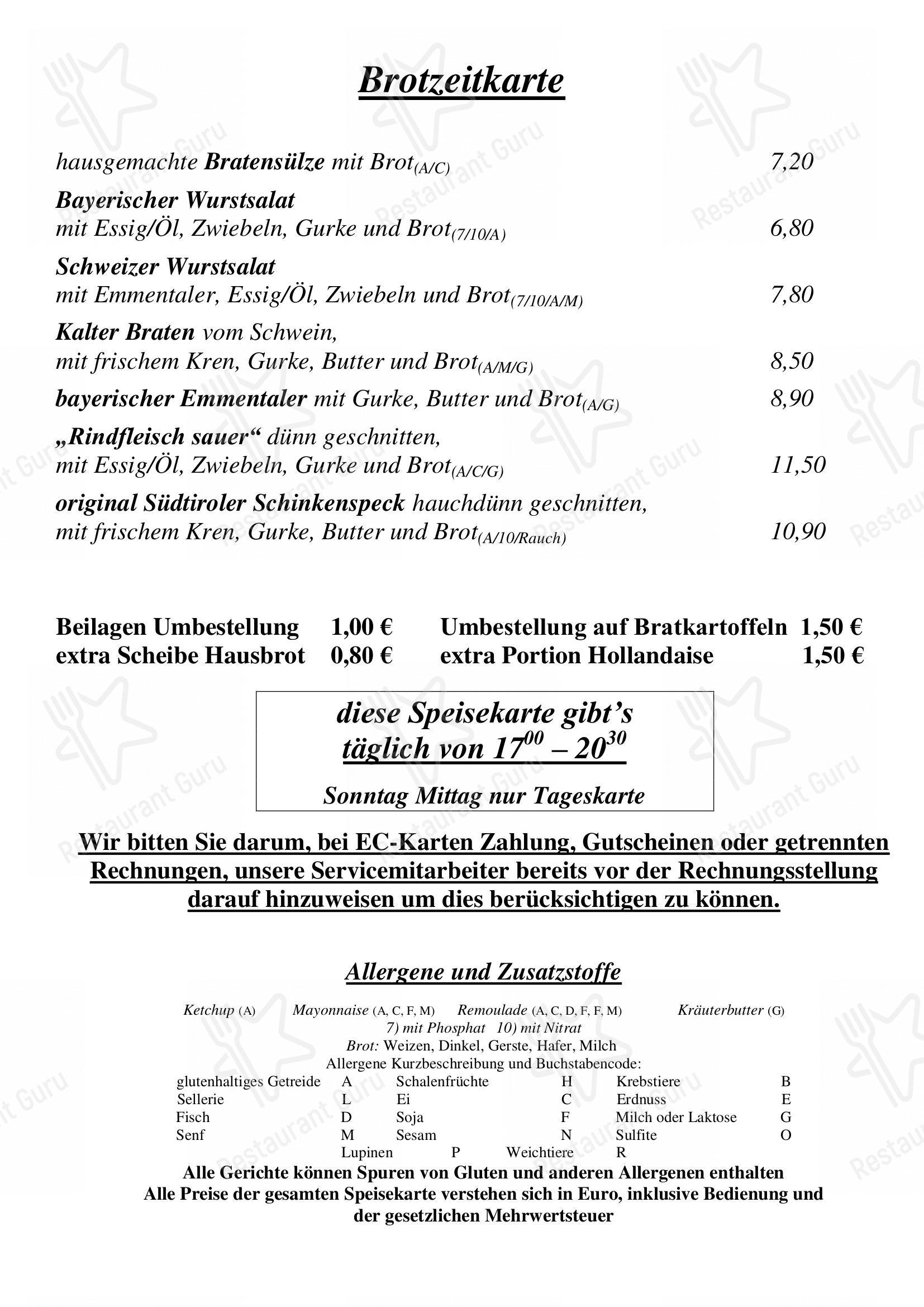 Speisekarte von Restaurant Landgasthof Hahn, Tiefenbach