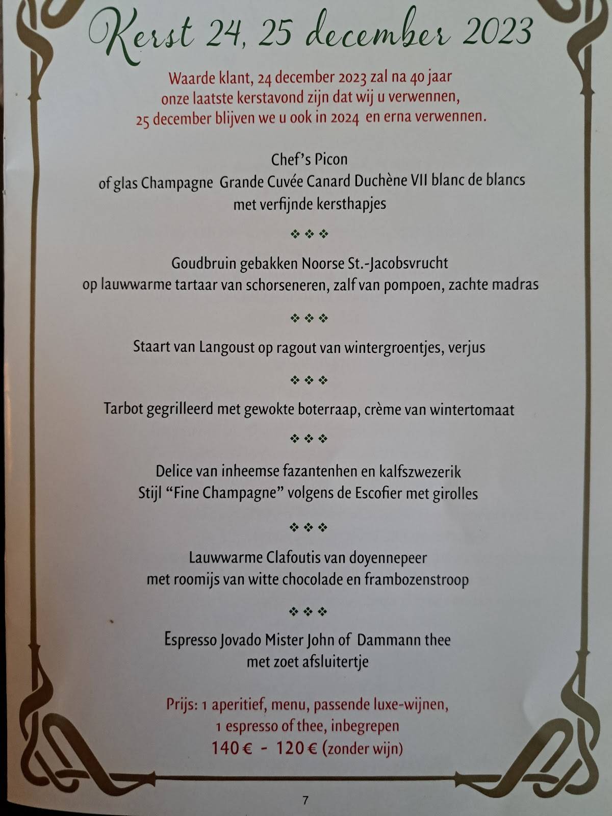 Speisekarte von Restaurant Landgoed Den Oker, Gent