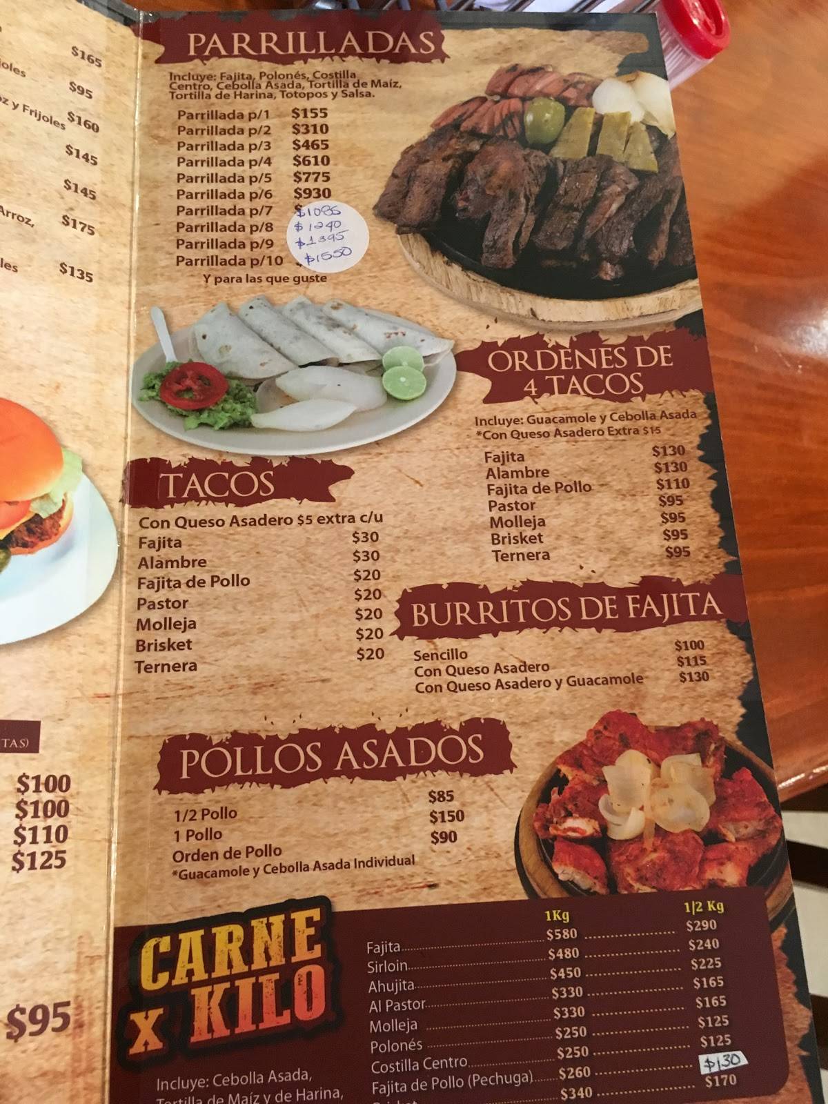 Menu at Laredo´s Parrillita restaurant, Nuevo Laredo, Av. Vicente ...