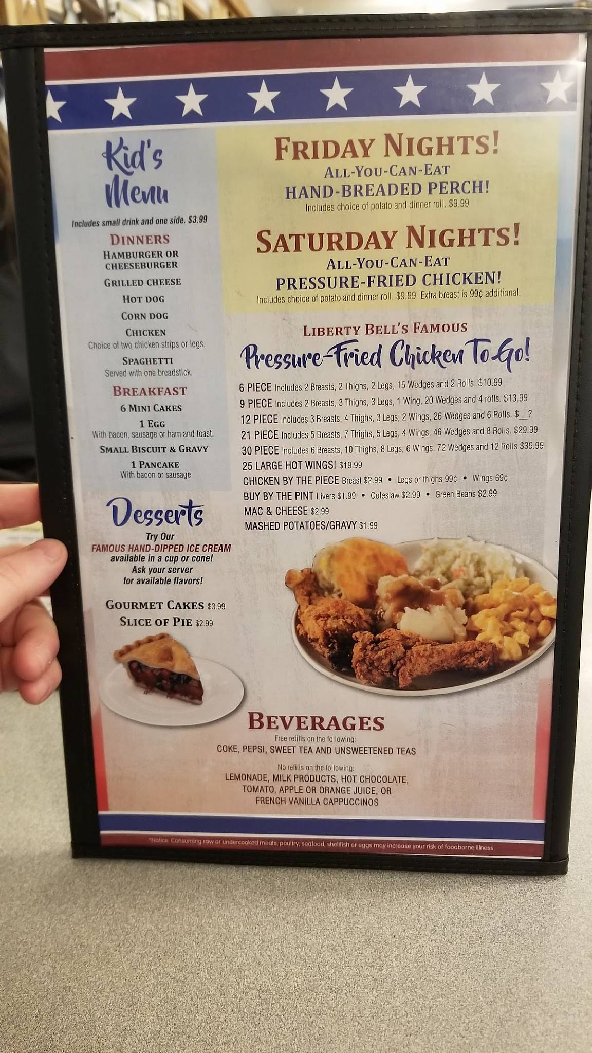 Menu at Liberty Bell Restaurant, Liberty