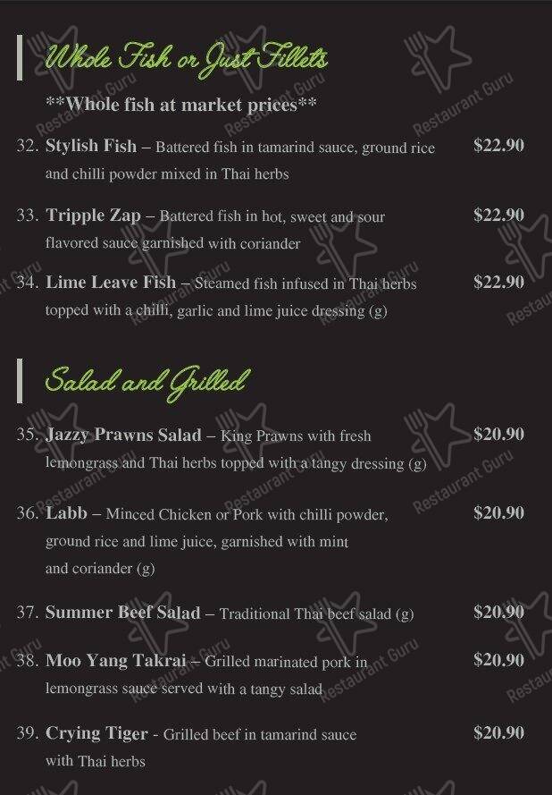 Menu at Lime Leaves Thai Restaurant, Queanbeyan