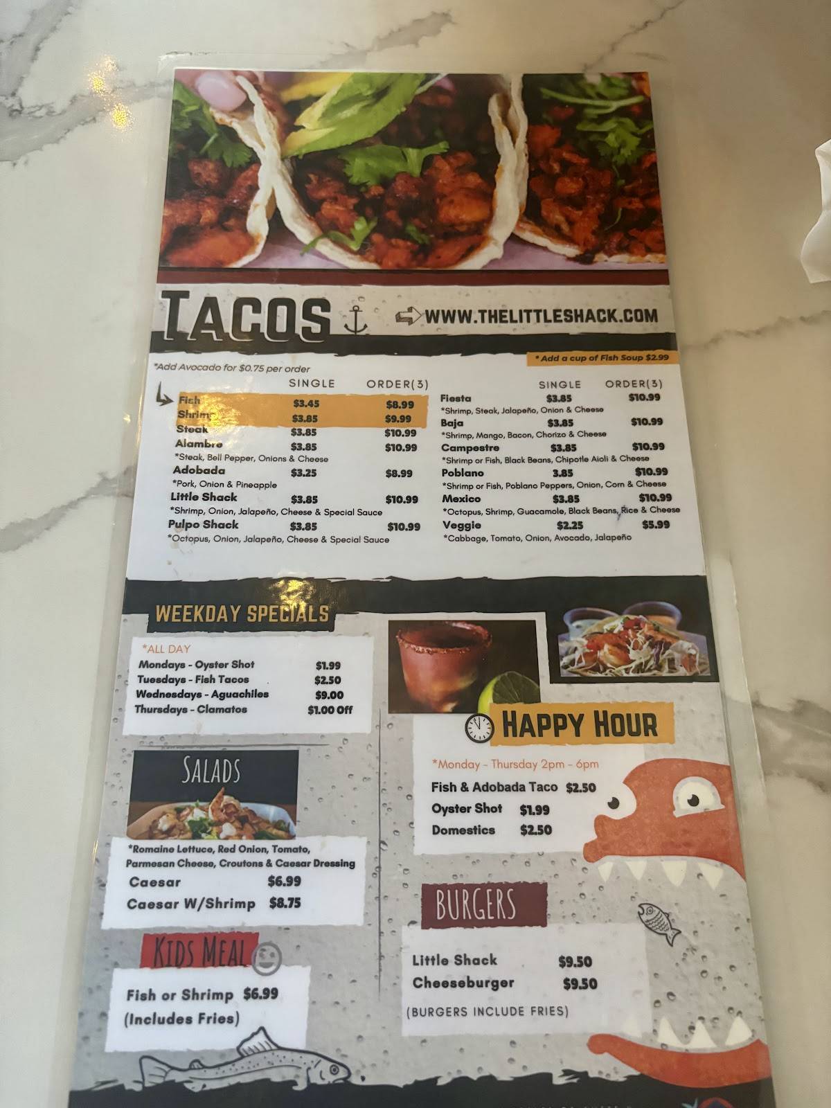 Menu at Little Shack restaurant, El Paso, George Dieter Dr Suite 104