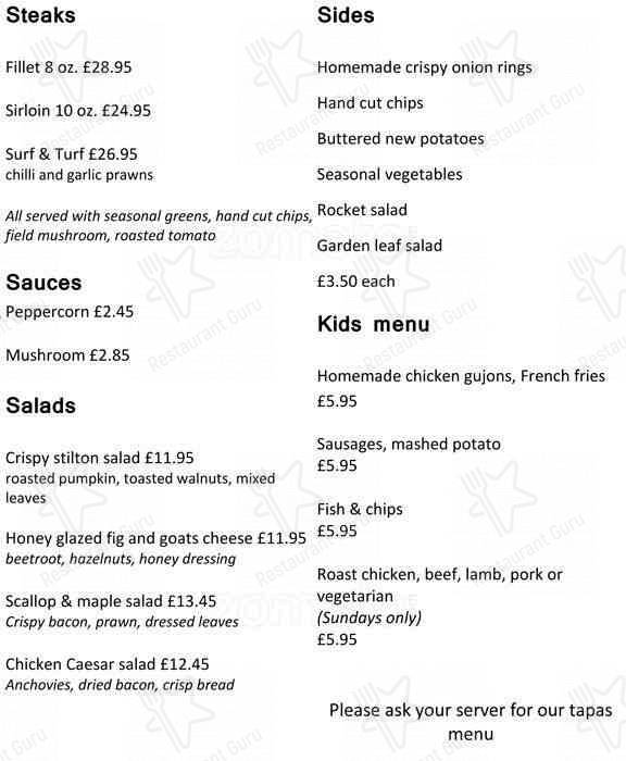Menu at Lock & Quay Restaurant & Bar, Hayes