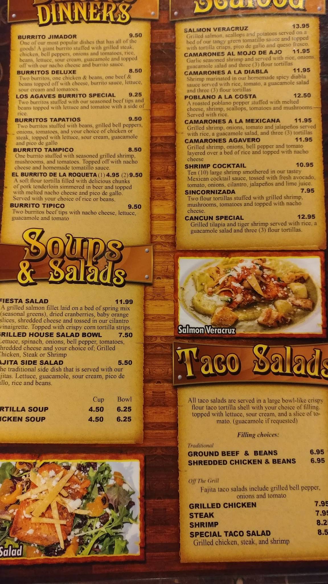 Menu at Los Agaves restaurant, Dunbar, Dunbar Ave