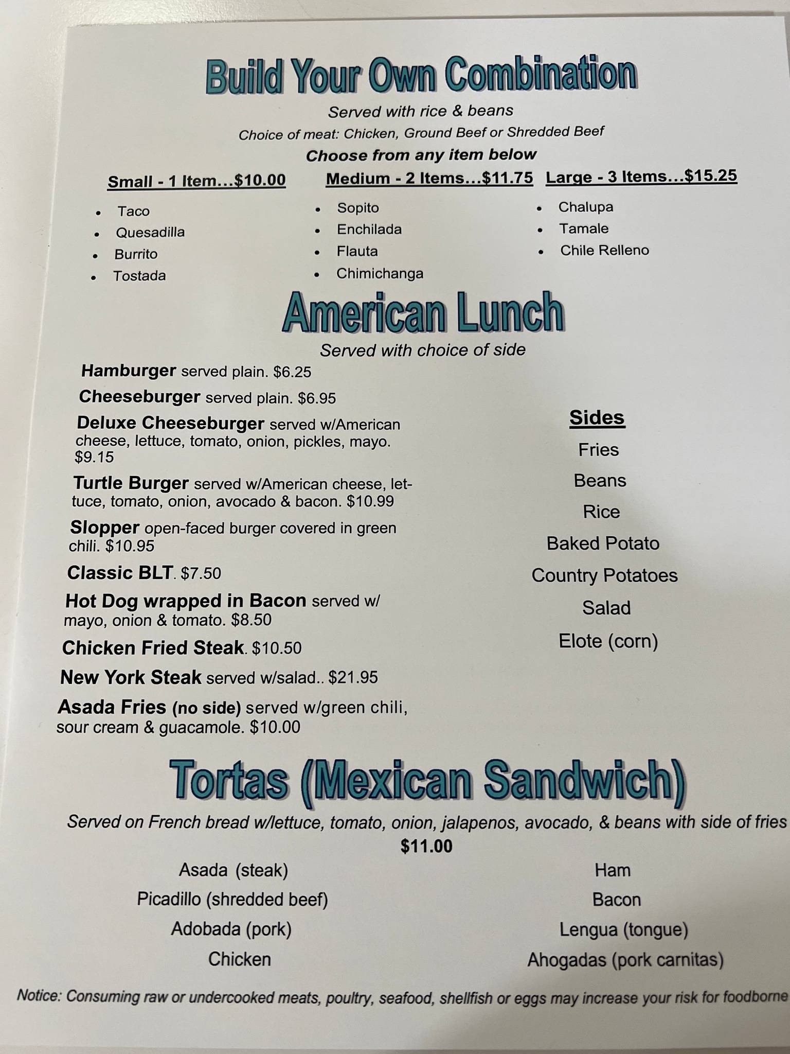 Menu at Los Compas Mexican Restaurant, Cañon City