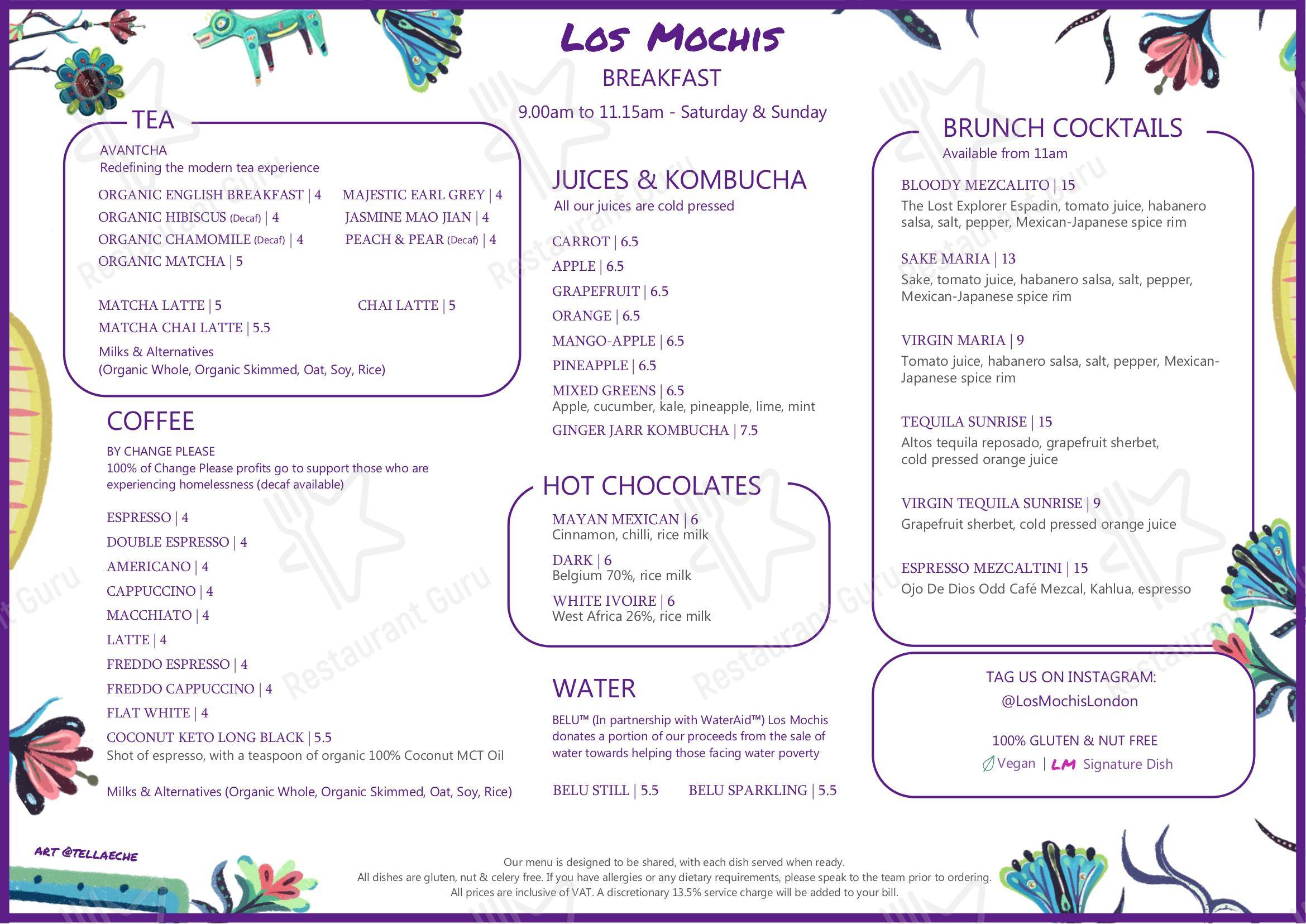 Menu at Los Mochis Notting Hill restaurant, London