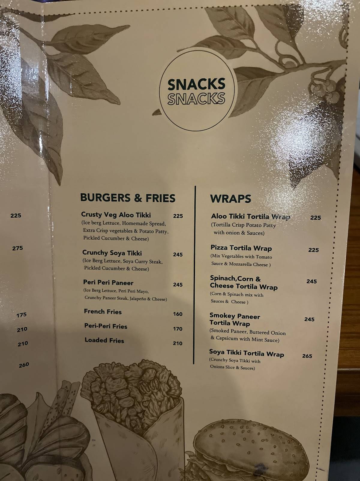 Menu at MG cafe, Samalkha