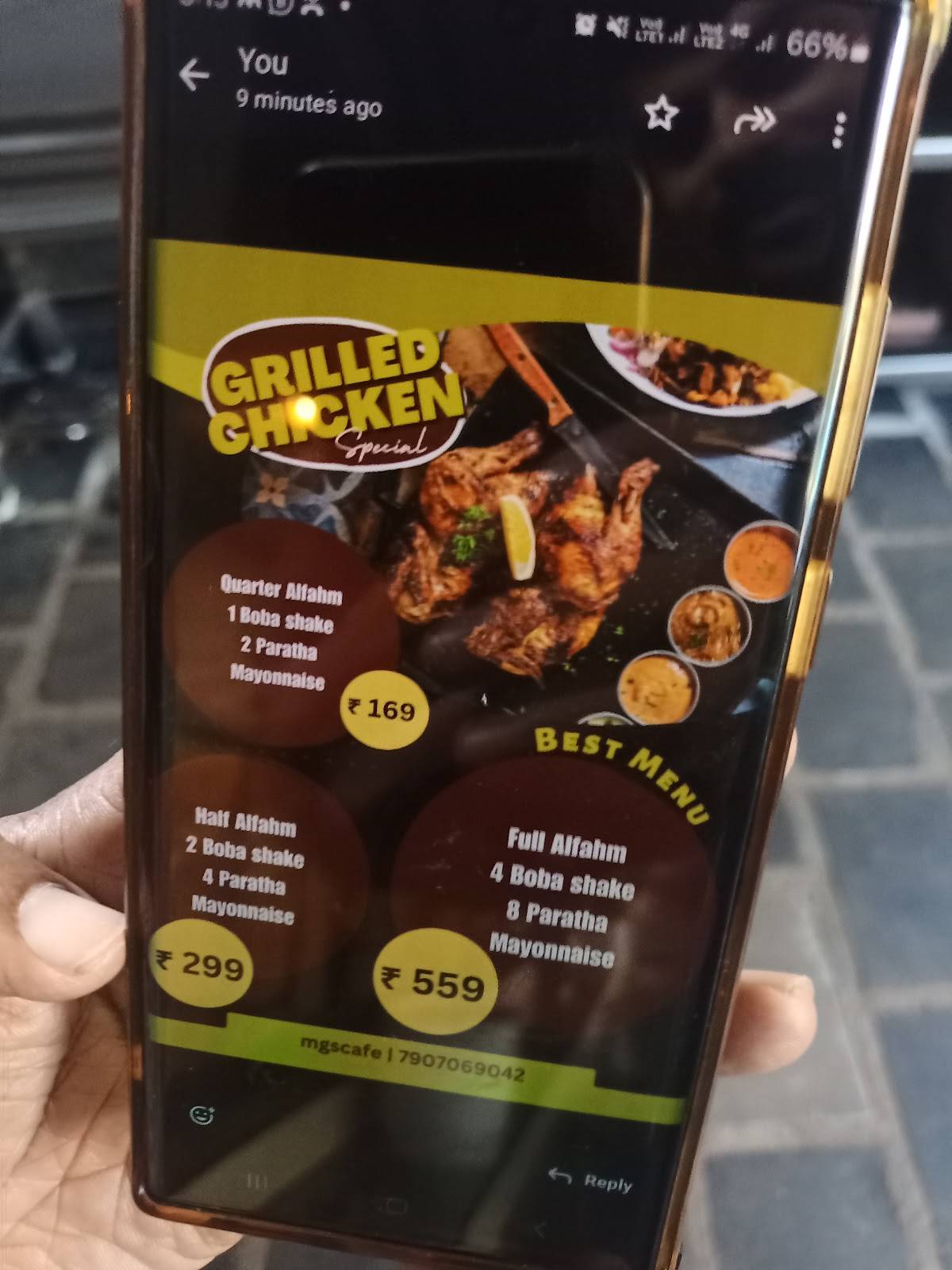 Menu at MG's CAFE, Kanjiramkulam