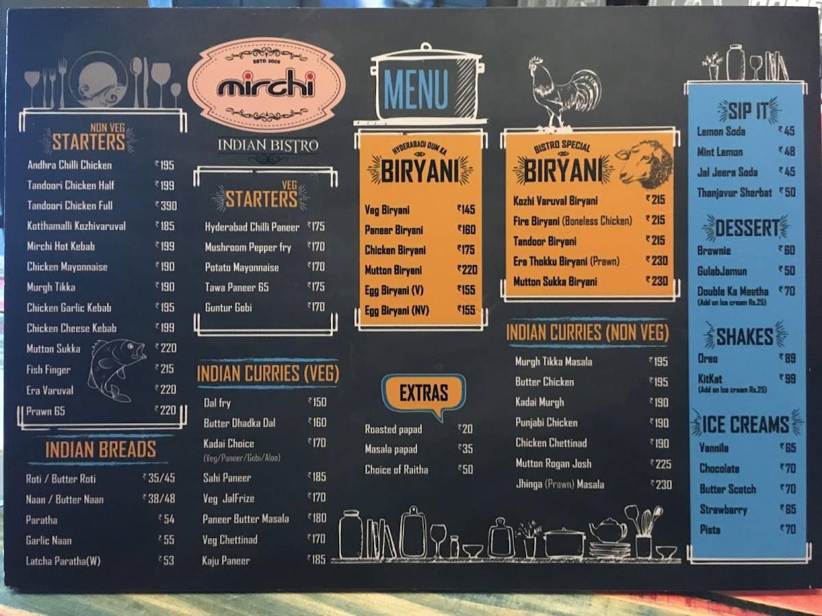 Menu at MIRCHI BIRYANI BAR, Chennai, 175