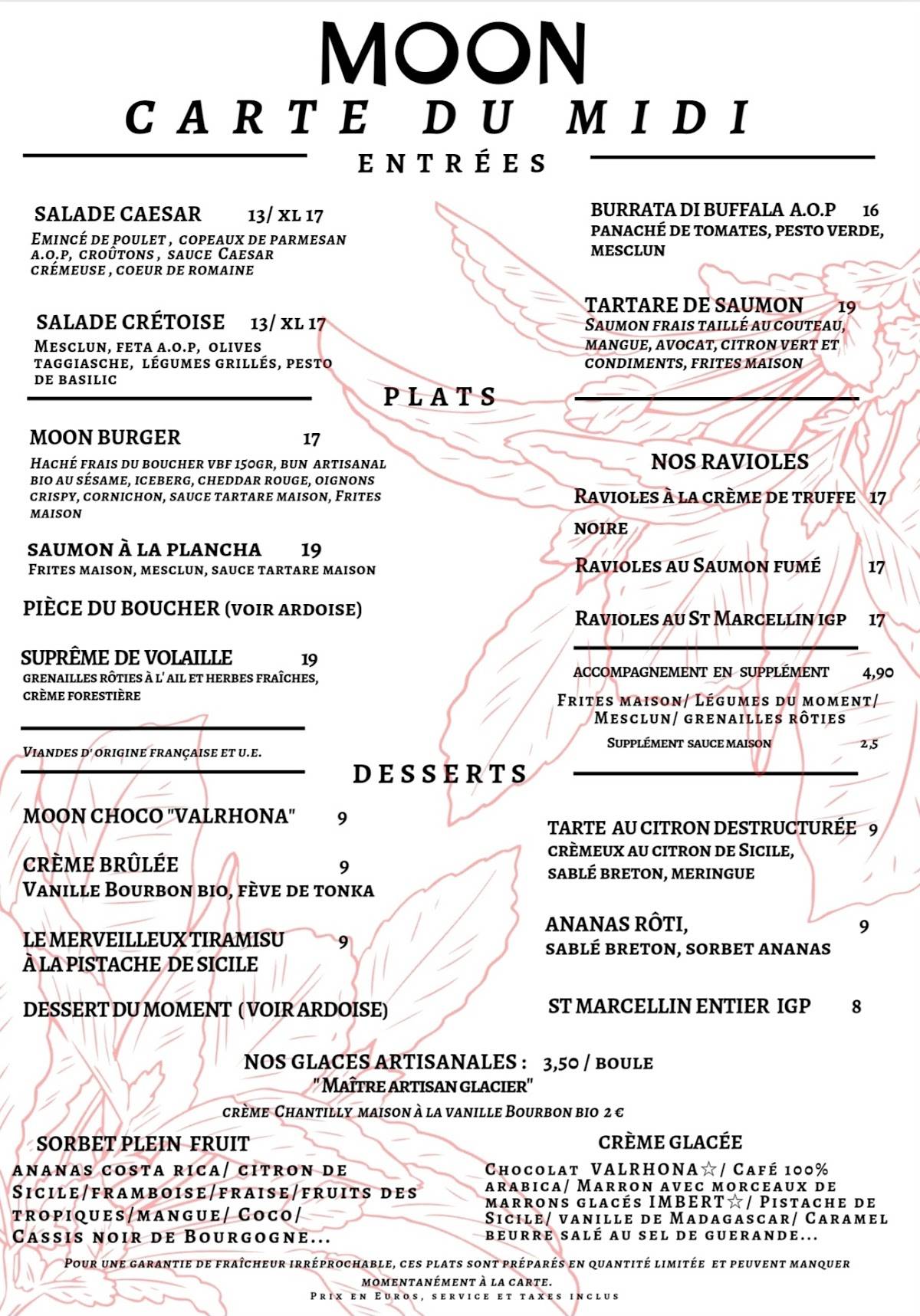 Menu au MOON RESTAURANT, Villeurbanne/Lyon, Villeurbanne