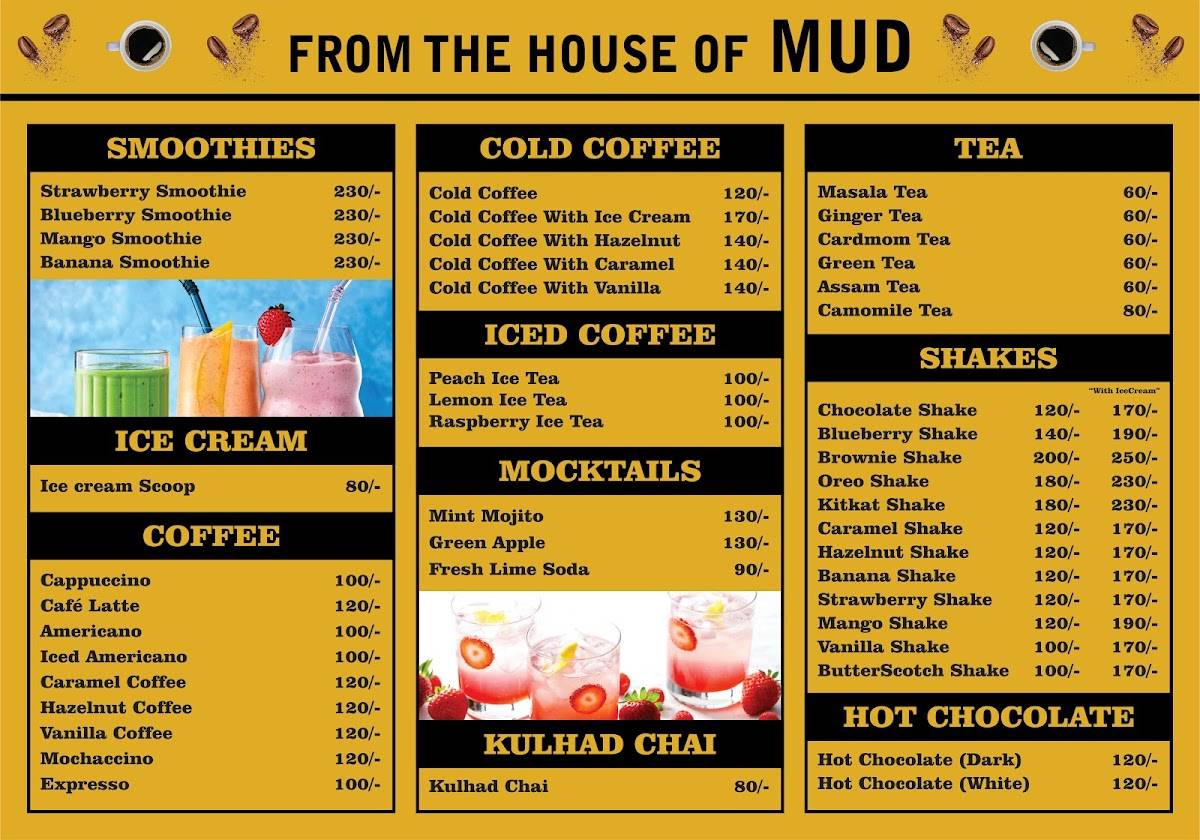 Menu at MUD Café, Greater Noida