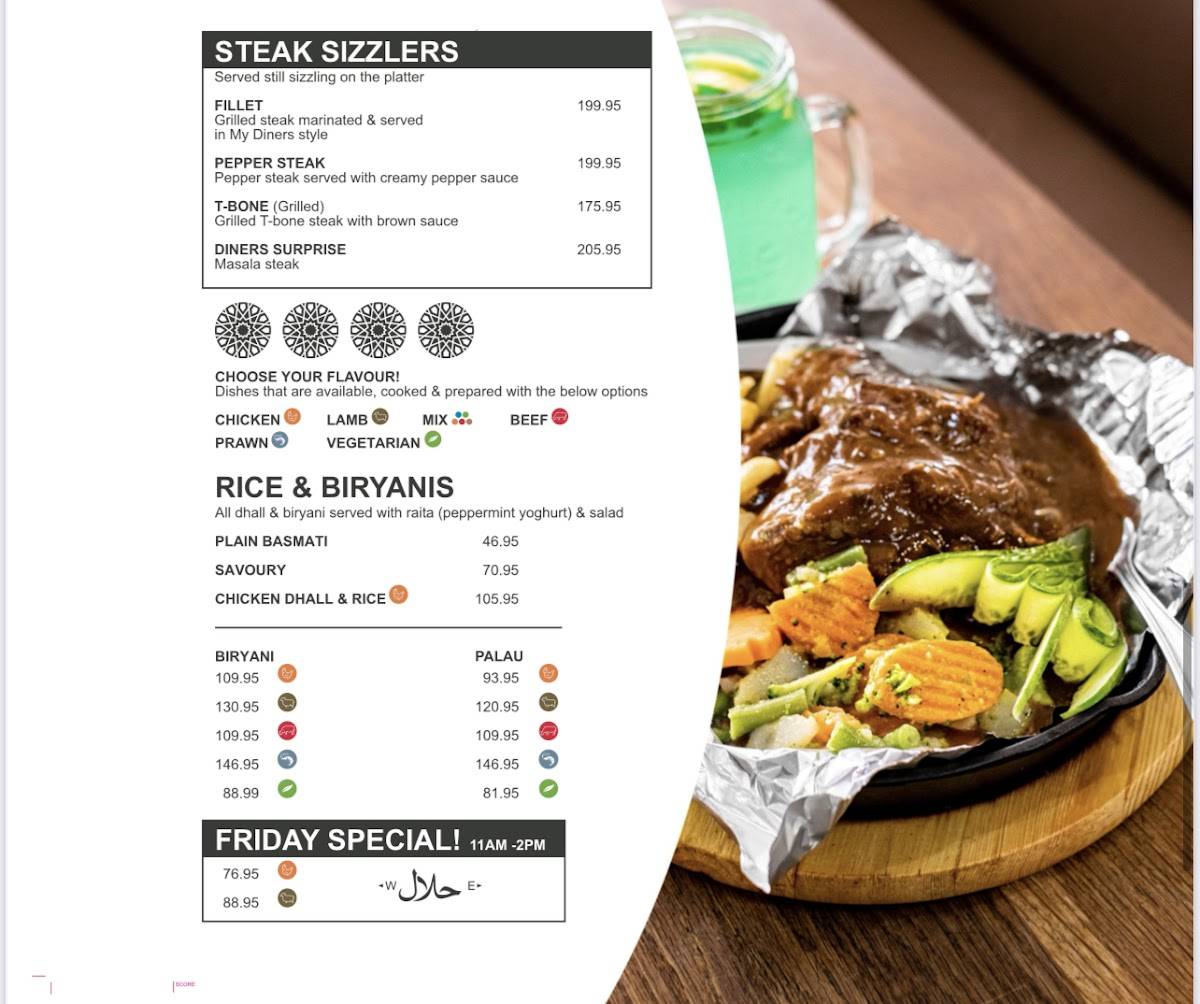 Menu at MY Diners Rosebank (Halaal) restaurant, Johannesburg