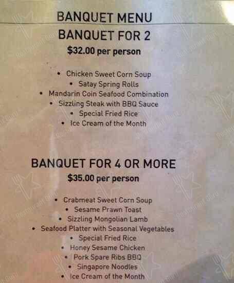 Menu at Mandarin Coin Restaurant, Ridgehaven, North East Road