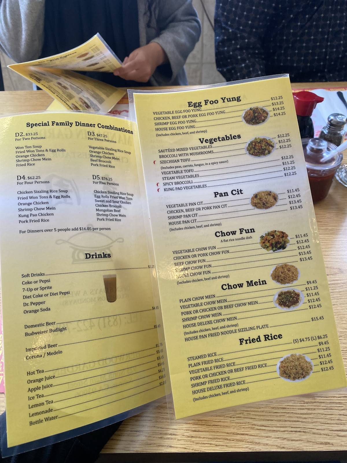 Menu at Mandarin Garden Chinese Restaurant, Salinas