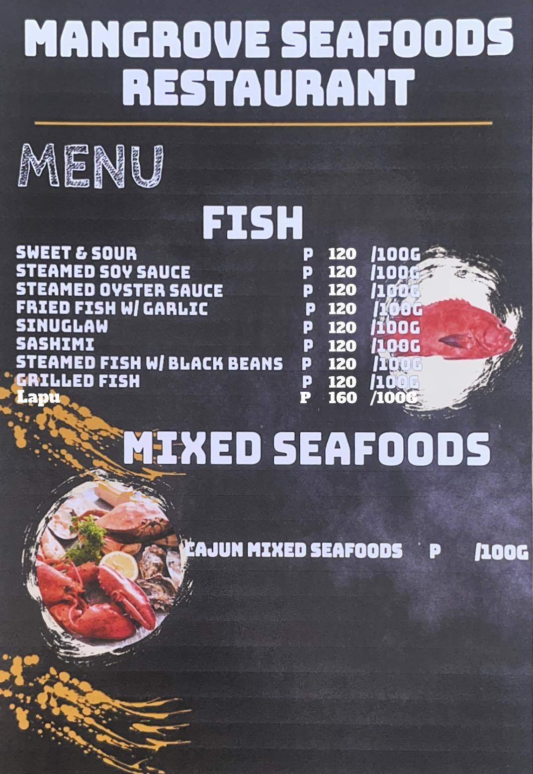 Menu at Mangrove Seafoods Restaurant, Sariaya