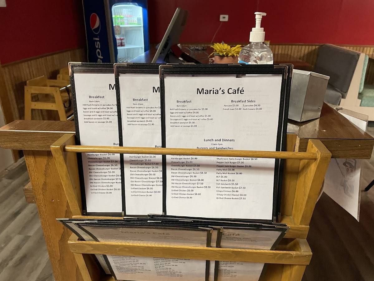 Menu at Maria’s Cafe, Twin Valley