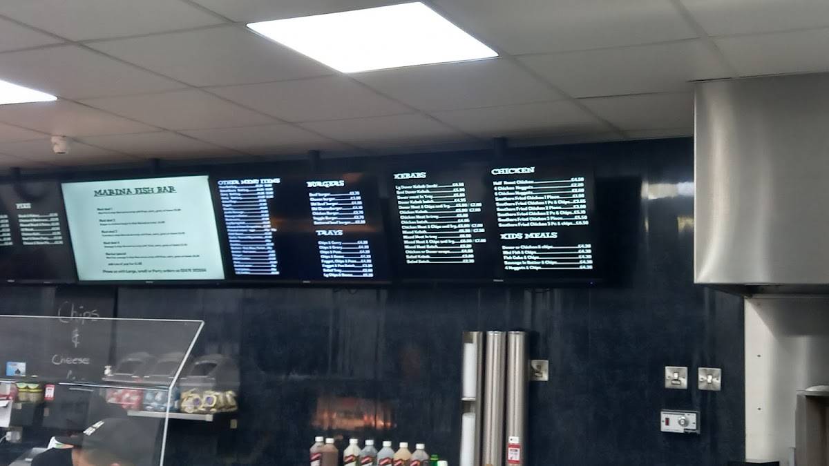 Menu at Marina Fish Bar, Coventry, 6 St James Ln