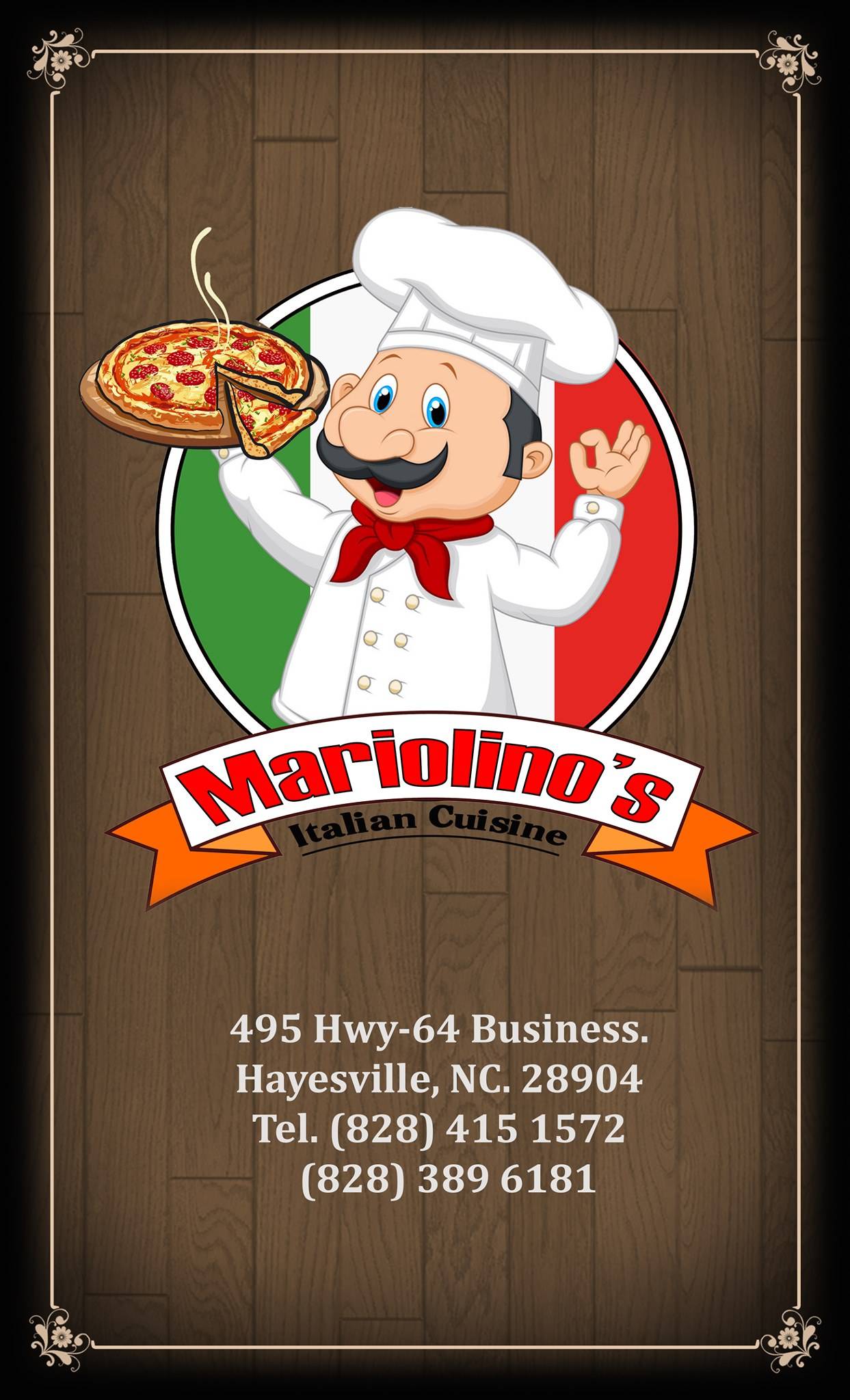 Menu at Mariolino’s Italian Cuisine restaurant, Hayesville