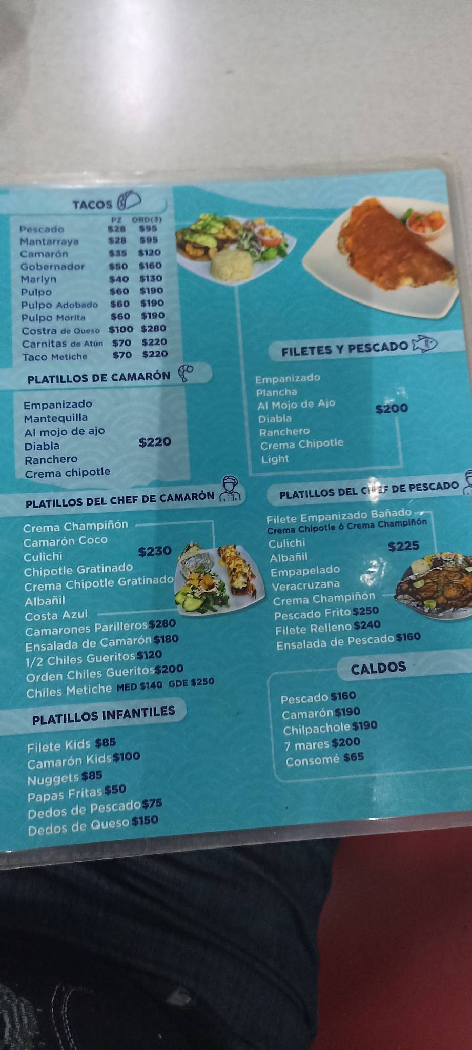Menu at Mariscos Los Compadres restaurant, Mexicali, Av Pdte Gómez ...