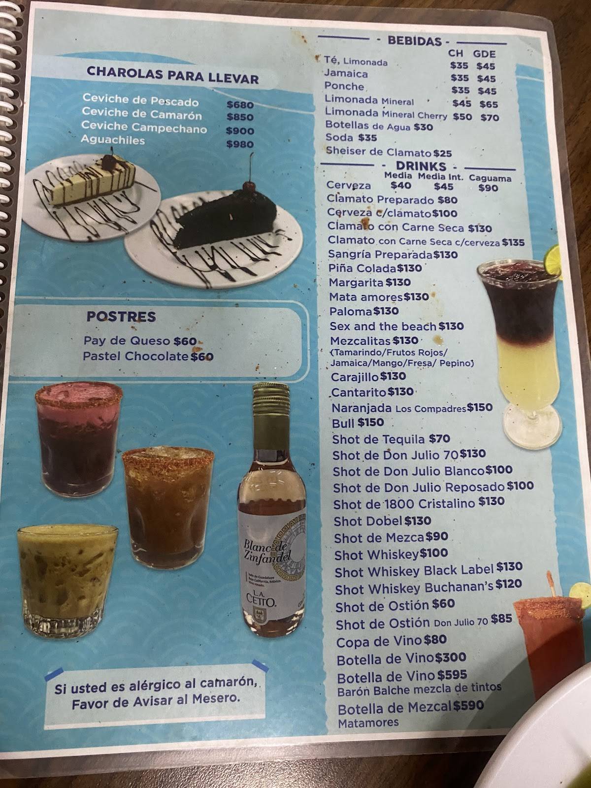 Menu at Mariscos Los Compadres restaurant, Mexicali, Av Pdte Gómez ...
