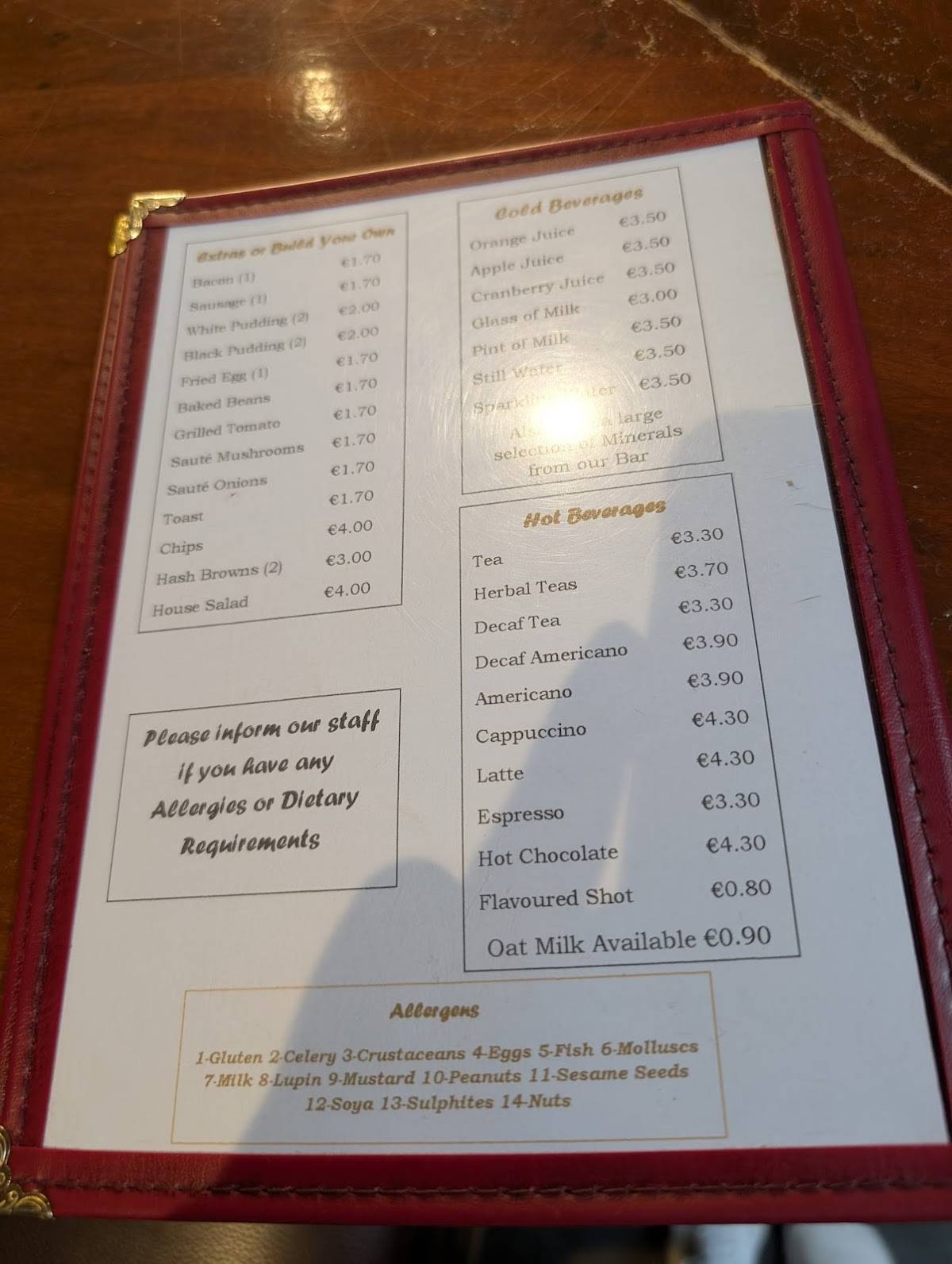Menu at McHughs Traditional Pub & Restaurant, Galway