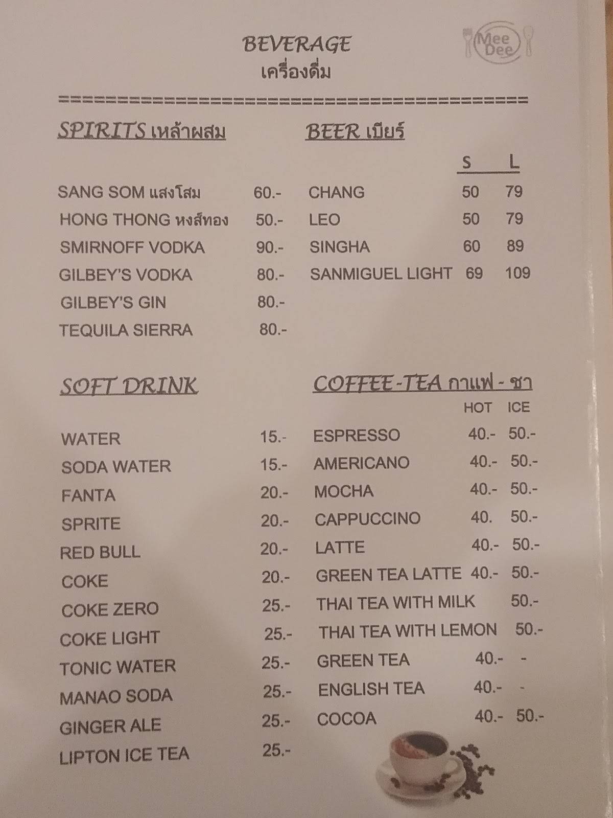 Menu at Mee Dee Restaurant (มีดี789), Chiang Mai