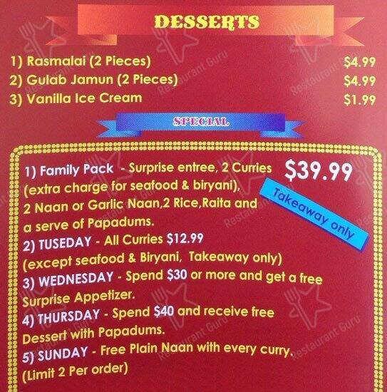 Menu at Mehak E Punjab restaurant, Ashgrove