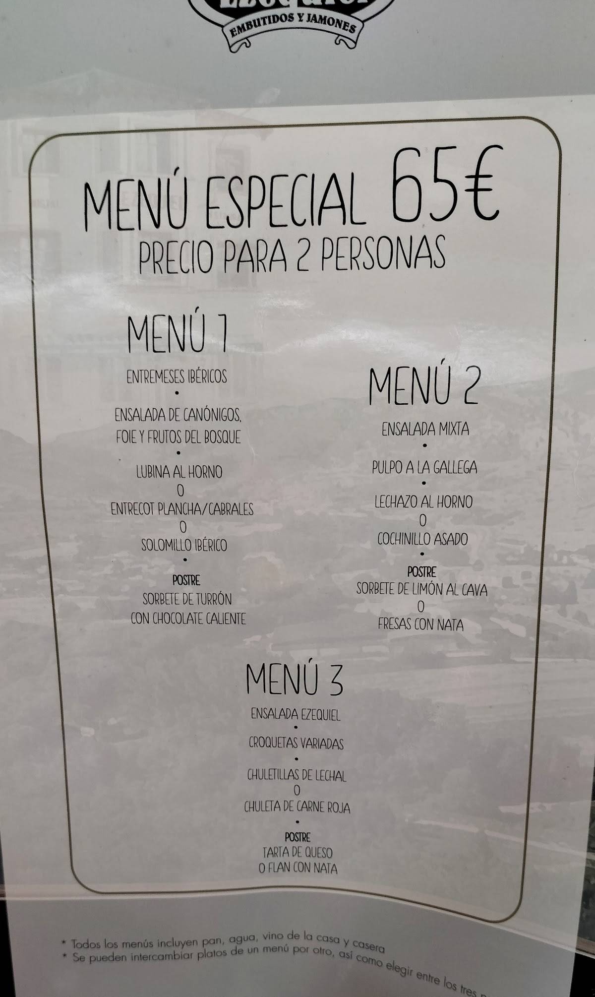Carta del restaurante Mesón Ezequiel, Villamanín, Ctra. Asturias
