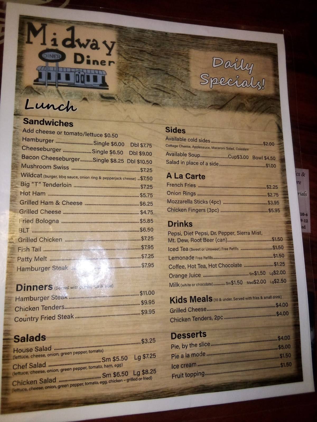 Menu at Midway Restaurant, Kenton