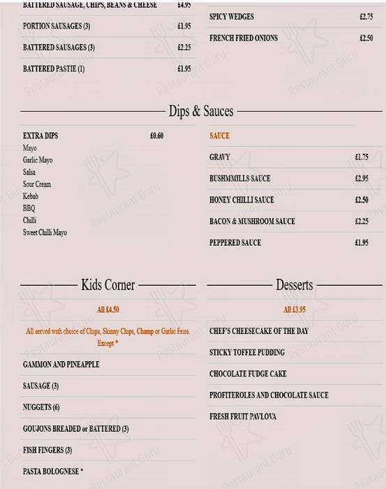 Menu at Millside Restaurant, Cloughmills