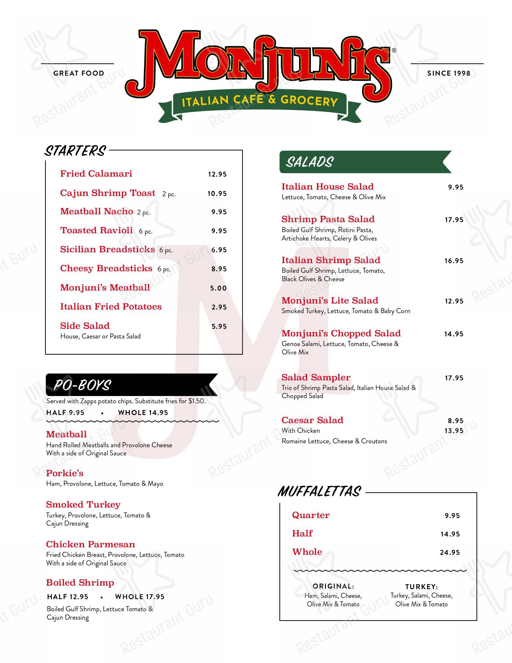 Menu at Monjunis Cafe - Youree Dr, Shreveport, Youree Dr