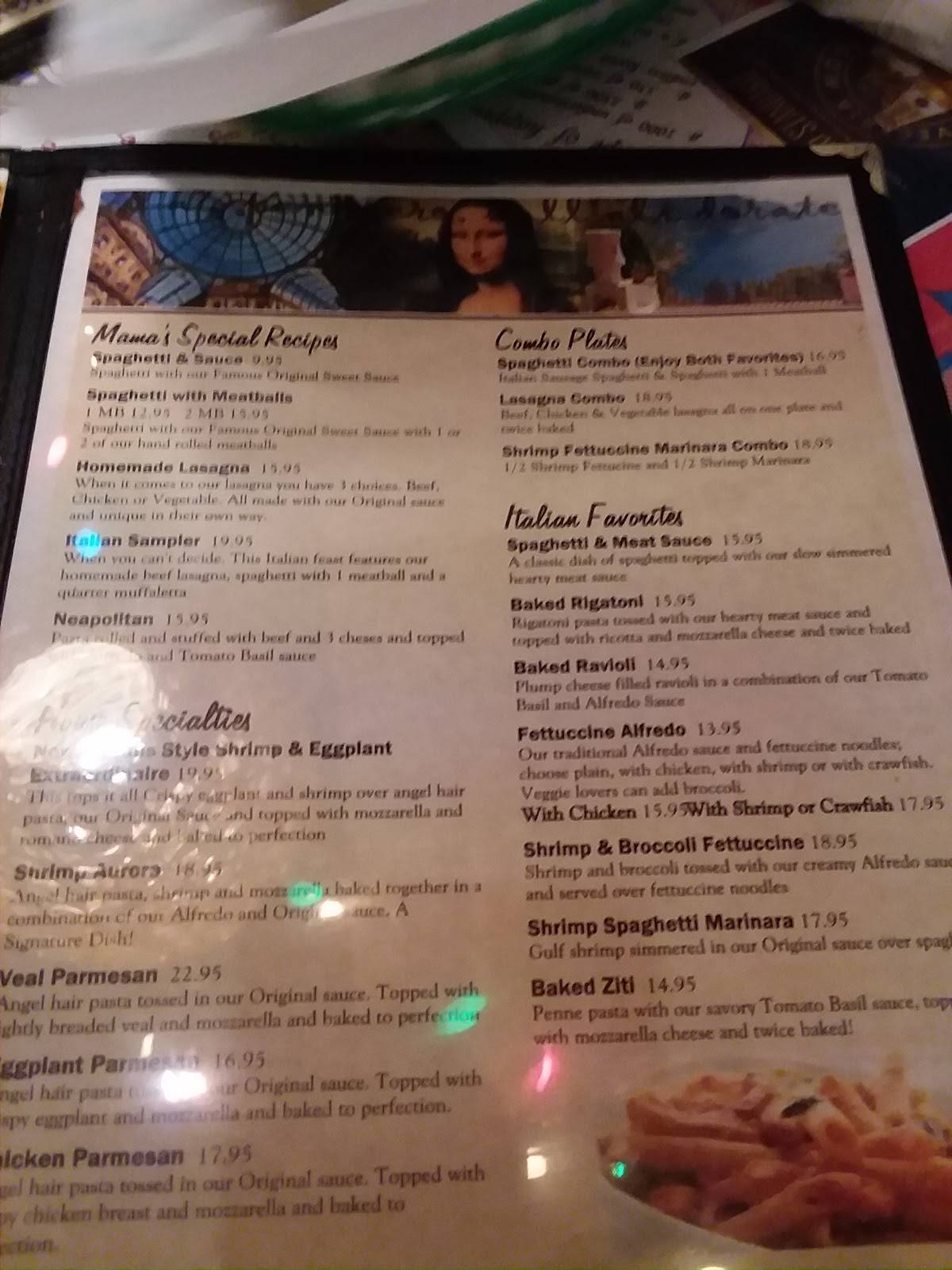 Menu at Monjunis Italian Cafe & Grocery, Shreveport, Louisiana Ave