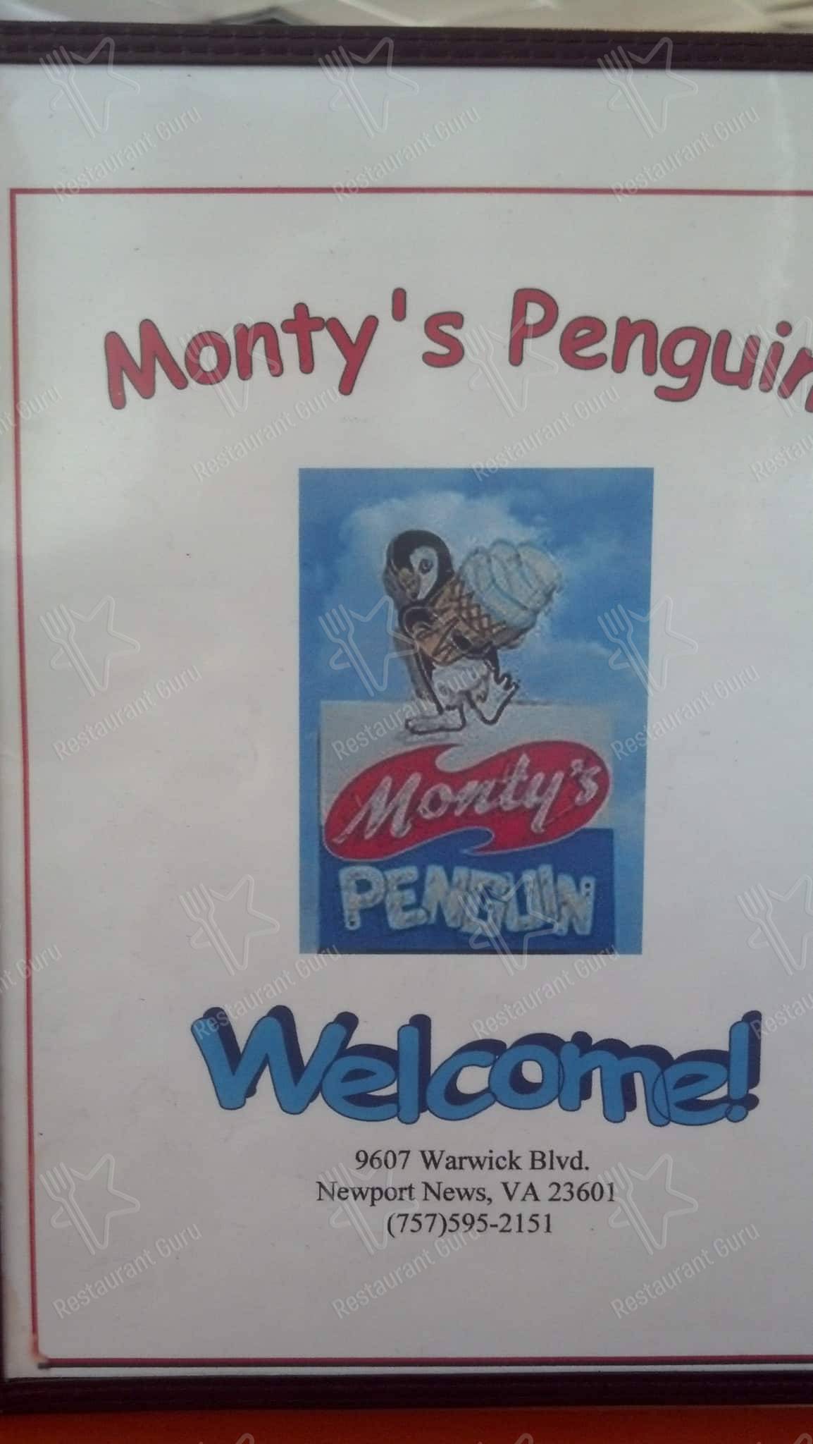 Menu at Monty's Penguin restaurant, Newport News