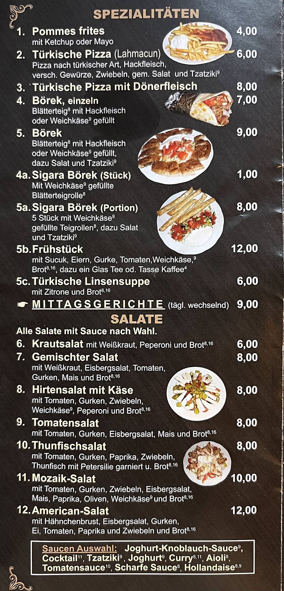 Speisekarte von Restaurant Mozaik, Heide