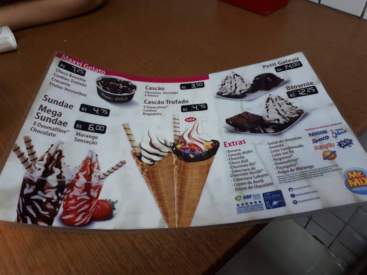 Menu em Mr. Mix Milk Shakes restaurante, Recife, Av. Beberibe